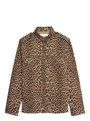Zadig&Voltaire Leopard-print Chest-pocket Denim Shirt - Daim