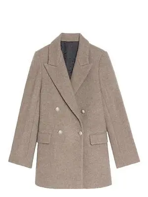 Zadig&Voltaire Double-breasted Peak-lapel Wool-blend Coat - Wood