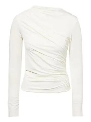 ANINE BING Bray Ruched Stretch-woven Top - Ivory