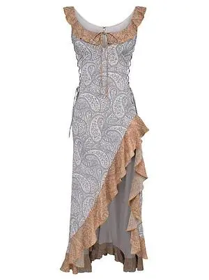 House Of Cb Aloura Georgette Ruffle Woven Maxi Dress - Paisley Print