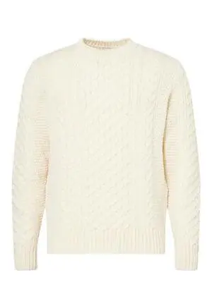 Sunspel Cable Knit Merino Wool Jumper - Ecru