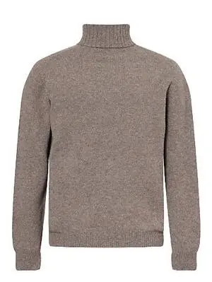 Sunspel Roll Neck Wool Knitted Jumper - Bark