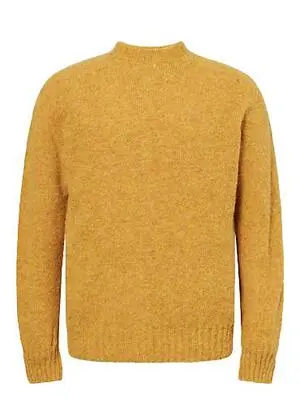 Sunspel Shetland Wool Crew Neck Jumper - Saffron