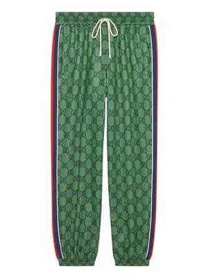 Gucci Gg Jersey Jogging Pant With Web - Green