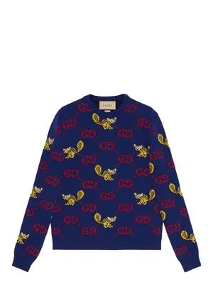 Gucci Gg Animal Wool Sweater - Blue