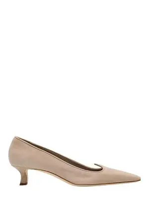 Manolo Blahnik Euridi Suede Kitten-heel Pumps - Light Gray