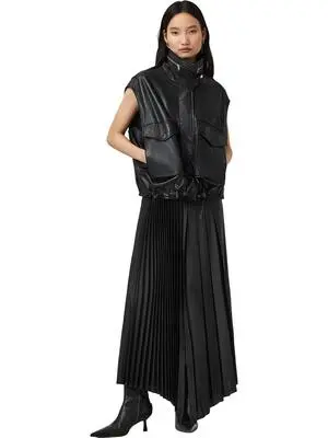 ALLSAINTS Jax Pleated Midi Skirt - Black