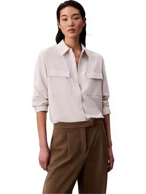 Calvin Klein Utility Classic Button-Down Shirt Chalk