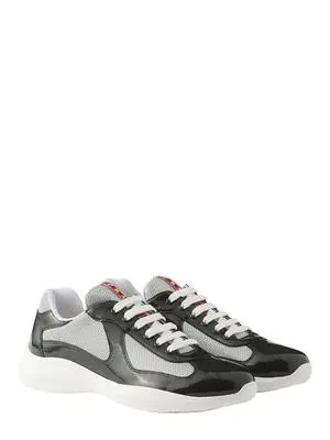 Prada Patent Leather And Technical Fabric Sneakers - Dark Grey