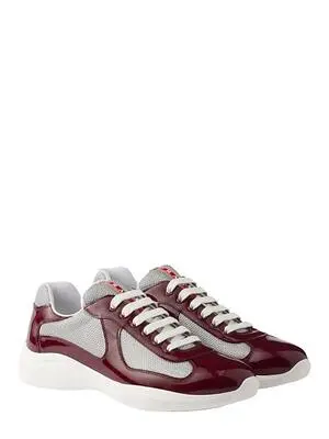 Prada Patent Leather And Technical Fabric America's Cup Sneakers - Burgundy