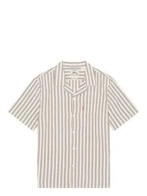LEVI'S Sunset Standard Camp Shirt In White - Edison Stripe Navy