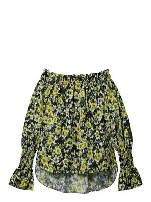 Adam Lippes Floral-print Taffeta Top - Lime Green