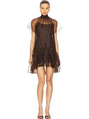 Simkhai Beaux Tiered Mini Dress - Chocolate