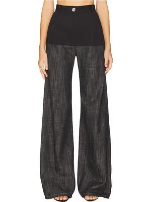 Matthew Bruch High-waist Combo Pant - Black Denim