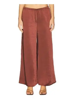 SIMONMILLER Nella Satin Wide Leg Pant - Choco Brown