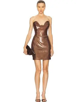 THE NEW ARRIVALS ILKYAZ OZEL Lilith Mini Dress - Mousse Au Chocolat