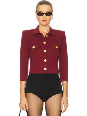 L'Agence L'AGENCE Kumi Cropped Fitted Jacket Black Cherry