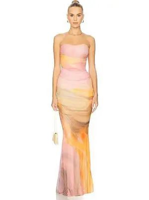 Retrofete Isadore Strapless Dress - Contour Brushstroke