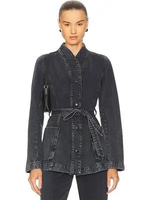 Remain Birger Christensen Belted Denim Jacket - Black