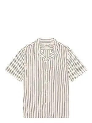 LEVI'S Sunset Standard Camp Shirt In White - Edison Stripe Navy