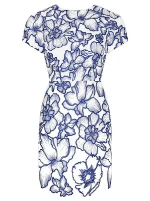 MILLY Kyla Floral Embroidered Mini Dress - Blue/white