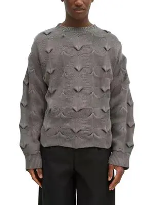 A. A. SPECTRUM Textured V-pattern Sweater - Grey