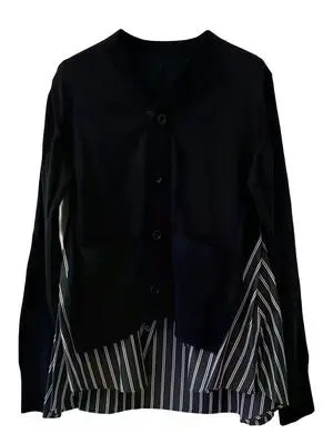 Sacai Striped Panel Cardigan - Black