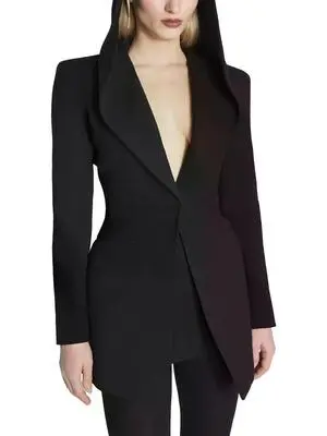 MUGLER Hooded Padded-shoulder Jacket - Black