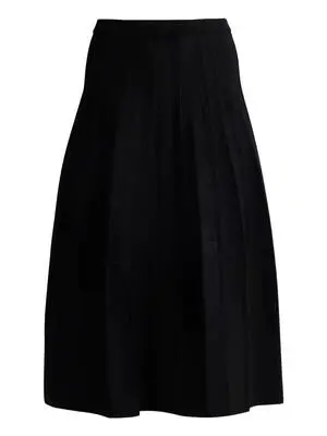 St. John Pleated A-line Midi Skirt - Black