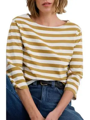 SEASALT CORNWALL Sailor Stripe Organic Cotton Top - Scallion Pear Chalk