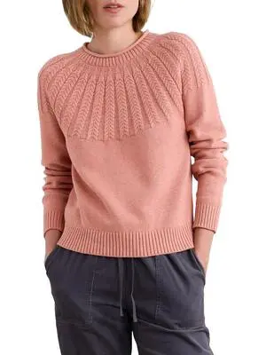 SEASALT CORNWALL Crewneck Organic Cotton Sweater - Knit Melange Dusty Rose