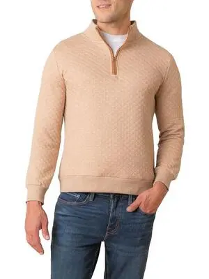 HOPE & HENRY Quilted Half Zip Pullover - Camel Heather Quilted