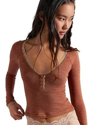 Free People Intimately Lace Layering Top Argan Oil