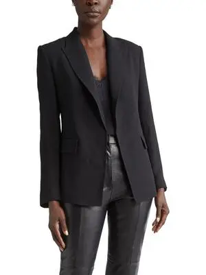St. John Satin Back Crepe Wrap Jacket - Black