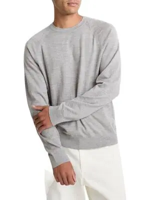 Vince Merino Wool And Cashmere Crewneck Sweater Heather Grey