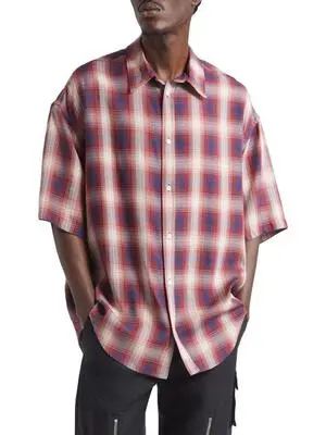 Acne Studios Oversized Plaid Button-up Shirt - Red/blue