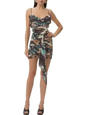 AFRM Mackie Allover Print Minidress - Feather Swirl