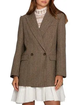 BELLE & BLOOM Plaid Double-breasted Blazer - Beige