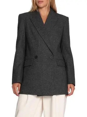 BELLE & BLOOM Plaid Double-breasted Blazer - Charcoal