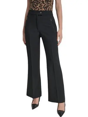 Dkny Double Weave Flare Trousers - Black