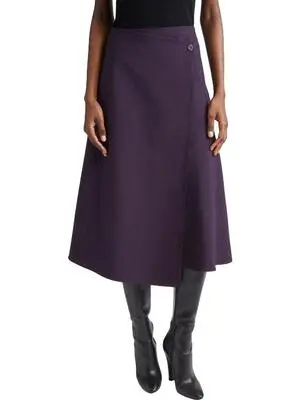 Michael Kors Draped Wool Wrap Skirt - Aubergine