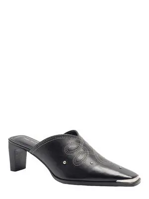 Free People Roxi Western Mule - Black Leather