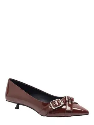 Free People Pointed-toe Kitten Heel Pumps - Cabernet Vegan Leather