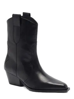 Free People Cat Nap Western Boot - Black Leather