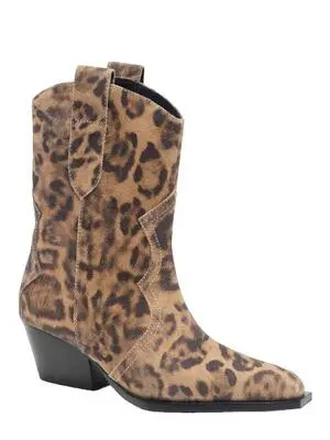Free People Cat Nap Western Boot - Leopard Suede