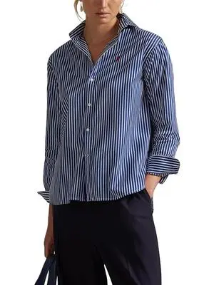 Ralph Lauren Stripe Relaxed Fit Cotton Button-up Shirt - 1073d Royal/white