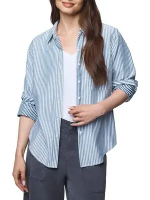 Splendid Kenna Stripe Relaxed-fit Button-up Shirt - Ice Navy/white