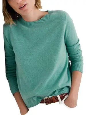 SEASALT CORNWALL Greeb Rocks Merino Wool Blend Crewneck Sweater - Knit Melange Sage Leaf