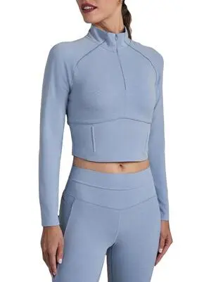 RHONE Revive Heathered Quarter Zip Crop Top