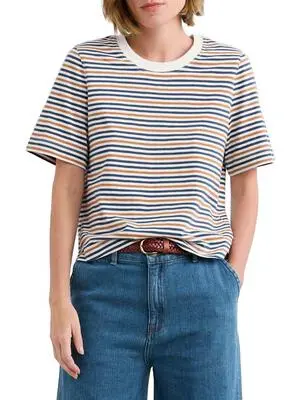 SEASALT CORNWALL Copseland Stripe Organic Cotton T-shirt - Pellitras Basket Chalk